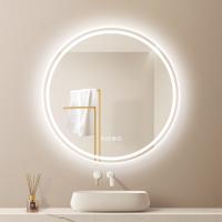 China Modern Anti-Fog LED Light Touch Switch Wall-Mounted Luxury Mirror for Bathroom Decoration for Hotels Apartments Villas IP44 for sale