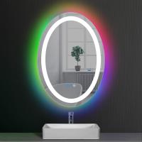 China Oval RGB LED Lighted Smart Bathroom Mirror High Definition Eco-Friendly Explosion-Proof Anti-Fog Modern Design IP44 Illuminated for sale