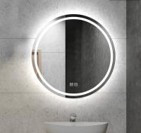 China Modern 24in Glass Bathroom Mirror LED Illuminated Smart Anti-Fog Frameless Wall Mounted Touch Switch IP44 Rated for Apartments for sale