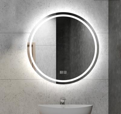 China Modern 24in Glass Bathroom Mirror LED Illuminated Smart Anti-Fog Frameless Wall Mounted Touch Switch IP44 Rated for Apartments for sale