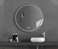 China Modern 24in Glass Bathroom Mirror LED Illuminated Smart Anti-Fog Frameless Wall Mounted Touch Switch IP44 Rated for Apartments for sale