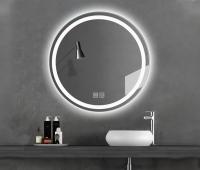 China Modern 24in Glass Bathroom Mirror LED Illuminated Smart Anti-Fog Frameless Wall Mounted Touch Switch IP44 Rated for Apartments for sale