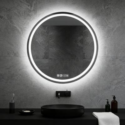 China Smart LED Illuminated Wall-Mounted Anti-Fog Makeup Bathroom Mirror with Touch Screen IP44 Rated for Home & Hotel Use for sale