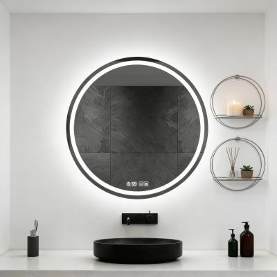 China Premium Modern Circular LED Vanity Mirror Anti-Fog Smart Switch Touch Screen Illuminated IP44 Home Bathroom Bedroom Living Room for sale