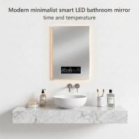 China Kingstin Smart LED Bathroom Mirror Frameless Wall Mounted Backlit Dimmable Anti-Fog Digital Display for sale