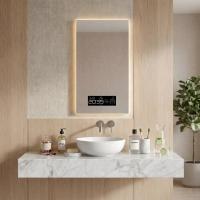 China Kingstin Smart LED Bathroom Mirror Frameless Wall Mounted Backlit Dimmable Anti-Fog Digital Display for sale