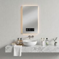 China Kingstin Smart LED Bathroom Mirror Frameless Wall Mounted Backlit Dimmable Anti-Fog Digital Display for sale