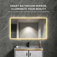 China Kingstin Frameless LED Backlit Bathroom Mirror Smart Anti-Fog Human Induction Body Sensor Time Display Touch Switch Mirror for sale