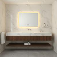 China Kingstin Frameless LED Backlit Bathroom Mirror Smart Anti-Fog Human Induction Body Sensor Time Display Touch Switch Mirror for sale
