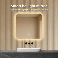 China Kingstin Modern Frameless LED Mirror Bathroom Smart Touch Switch Time Display Anti-Fog Dimmable Wall Mounted Light Mirror for sale