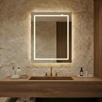China Kingstin Modern Frameless Lighted Bathroom Mirror, Anti-Fog Smart LED Mirror for Vanity, Stepless Dimmable for sale