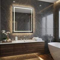 China Kingstin Modern Frameless Lighted Bathroom Mirror, Anti-Fog Smart LED Mirror for Vanity, Stepless Dimmable for sale