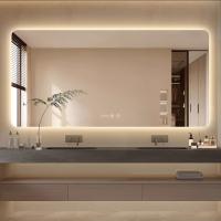 China Luxury LED Bath Mirrors Rectangular Square Designs Touch Switch Modern Premium Hotel Elegant Apartment Hot Villas Washroom for for sale