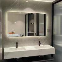 China Luxury LED Bath Mirrors Rectangular Square Designs Touch Switch Modern Premium Hotel Elegant Apartment Hot Villas Washroom for for sale