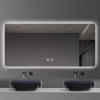 China Luxury Premium Rectangular Bath Mirror with LED Touch Switch Elegant Modern Design for Villa Hotel Apartment Washroom Hot Seller for sale