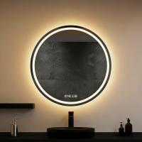China Kingstin LED Dimmable Wall Mounted Bathroom Mirror Anti-Fog Round Vanity Smart Makeup Mirror with Touch Switch for sale
