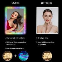 China Modern LED Bathroom Smart Mirror Marquee Lights HD Anti-Fog Rectangle IP44 Rated Multiple Lighting Modes Touch Switch Acrylic for sale