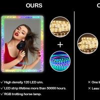 China Modern LED Bathroom Smart Mirror Marquee Lights HD Anti-Fog Rectangle IP44 Rated Multiple Lighting Modes Touch Switch Acrylic for sale