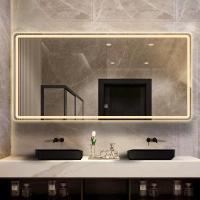 China Modern Bathroom Rectangle Wall Mounted Smart Led Mirror With Time Display for sale