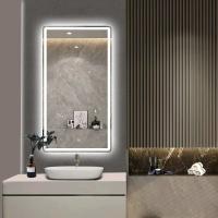 China Modern Bathroom Rectangle Wall Mounted Smart Led Mirror With Time Display for sale