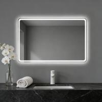 China Kingstin LED Lighted Bathroom Mirror for Luxury Cozy Bathroom - Frameless Vanity Mirror with Soft Lighting for sale