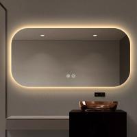 China Luxury LED Bath Mirror with Modern Premium Design Touch Switch Rectangular & Round-Edged for Hotels Elegant Apartments Villas for sale