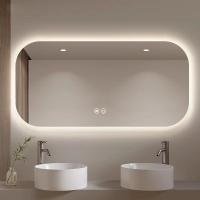 China Luxury LED Bath Mirror with Modern Premium Design Touch Switch Rectangular & Round-Edged for Hotels Elegant Apartments Villas for sale