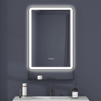 China Modern LED Bathroom Vanity Mirror Touch Switch Wall-Mounted Illuminated Shelf for Storage for Apartment Villa Decor Makeup for sale