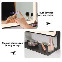 China Modern LED Bathroom Vanity Mirror Touch Switch Wall-Mounted Illuminated Shelf for Storage for Apartment Villa Decor Makeup for sale