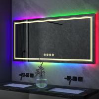 China Modern Luxury Frameless LED Backlit Bathroom Anti-Fog Rectangular Touch Screen RGB Color Changing Feature IP44 Rated for Hotels for sale