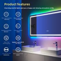 China Modern Luxury Frameless LED Backlit Bathroom Anti-Fog Rectangular Touch Screen RGB Color Changing Feature IP44 Rated for Hotels for sale