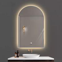 China French Arch Smart Bathroom Mirror LED Light Anti-Fog Modern Nordic Style Wall-Mounted Vanity Mirror Touch Switch Irregular Shape for sale