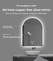 China French Arch Smart Bathroom Mirror LED Light Anti-Fog Modern Nordic Style Wall-Mounted Vanity Mirror Touch Switch Irregular Shape for sale