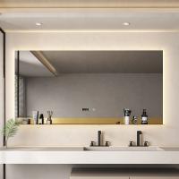 China Modern Large Rectangle Metal Frame Mounted Mirror Shelf Touch Switch IP44 Design Style Lights Hotel Use Apartment Villa 3-Year for sale
