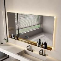 China Modern Large Rectangle Metal Frame Mounted Mirror Shelf Touch Switch IP44 Design Style Lights Hotel Use Apartment Villa 3-Year for sale