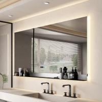 China Modern Large Rectangle Metal Frame Mounted Mirror Shelf Touch Switch IP44 Design Style Lights Hotel Use Apartment Villa 3-Year for sale
