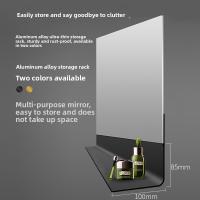 China Modern Large Rectangle Metal Frame Mounted Mirror Shelf Touch Switch IP44 Design Style Lights Hotel Use Apartment Villa 3-Year for sale
