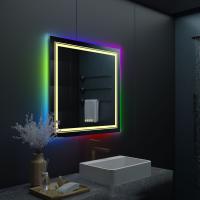 China Modern Luxury Rectangular Anti-Fog LED Backlit Frameless Bathroom Mirror IP44 Rated RGB Color Changing Touch Screen Feature for sale