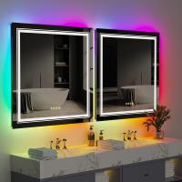 China Modern Luxury Rectangular Anti-Fog LED Backlit Frameless Bathroom Mirror IP44 Rated RGB Color Changing Touch Screen Feature for sale