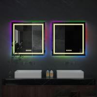 China Modern Luxury Rectangular Anti-Fog LED Backlit Frameless Bathroom Mirror IP44 Rated RGB Color Changing Touch Screen Feature for sale