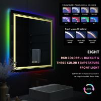 China Modern Luxury Rectangular Anti-Fog LED Backlit Frameless Bathroom Mirror IP44 Rated RGB Color Changing Touch Screen Feature for sale
