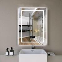 China Hotel Collection Modern Wall Mounted Bluetooth Smart LED Lighted Vanity Mirror Anti-Fog Bath Mirror with Hidden Magic Lighting for sale