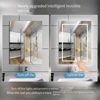 China Hotel Collection Modern Wall Mounted Bluetooth Smart LED Lighted Vanity Mirror Anti-Fog Bath Mirror with Hidden Magic Lighting for sale