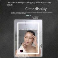 China Hotel Collection Modern Wall Mounted Bluetooth Smart LED Lighted Vanity Mirror Anti-Fog Bath Mirror with Hidden Magic Lighting for sale