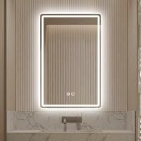 China Luxury LED Rectangular Mirror Vertical Wall Mount Design Touch Switch Hot Seller Suitable for Hotel Elegant Modern Design for sale