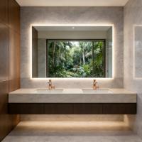 China Kingstin Large Rectangle LED Backlit Bathroom Mirror - Anti-Fog Dimmable Vanity Mirror for Modern Luxury Bathroom Decor for sale