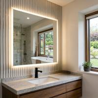 China Kingstin Large Rectangle LED Backlit Bathroom Mirror - Anti-Fog Dimmable Vanity Mirror for Modern Luxury Bathroom Decor for sale