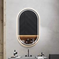 China Modern Anti-Fog Oval LED Illuminated Bathroom Vanity Mirror Simple Smart Rectangle Touch Control for Hotel Apartments Villas for sale
