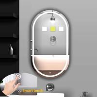 China Modern Anti-Fog Oval LED Illuminated Bathroom Vanity Mirror Simple Smart Rectangle Touch Control for Hotel Apartments Villas for sale