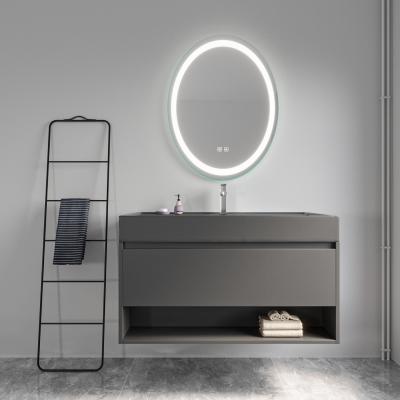 China Modern LED Dimmable Oval Shape Bathroom Vanity Mirror Wall Mounted Glass Frameless with Illumination for Makeup IP44 Rated for sale